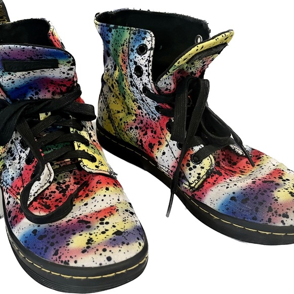 Dr. Martens | Shoes | Rare Dr Martens Paint Splatter Boots Rainbow Hackney | Poshmark